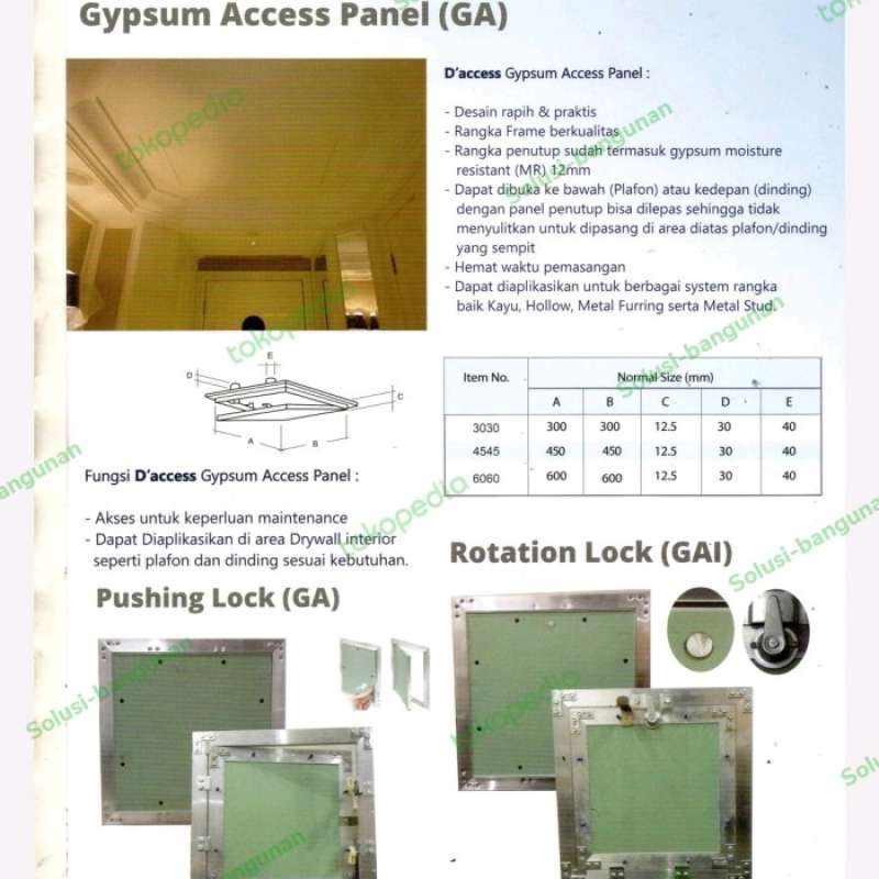 Jual Mainhole Pushing Lock (ga) / Manhole Tekan/ Lubang Plafon / 30,45 ...