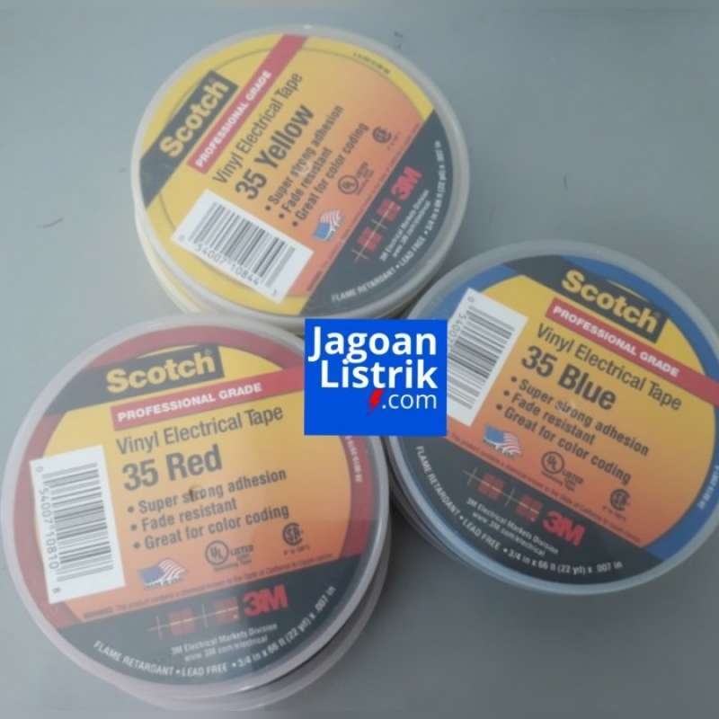 Jual 3m Isolasi Scotch 35 Vinyl Electrical Tape Merah Kuning Biru Hijau ...