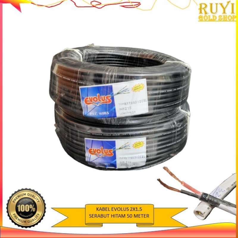 Jual Kabel Listrik Serabut Tebal 2x1.5 Mm 50m Evolus Hitam Putih Nyyhyo ...