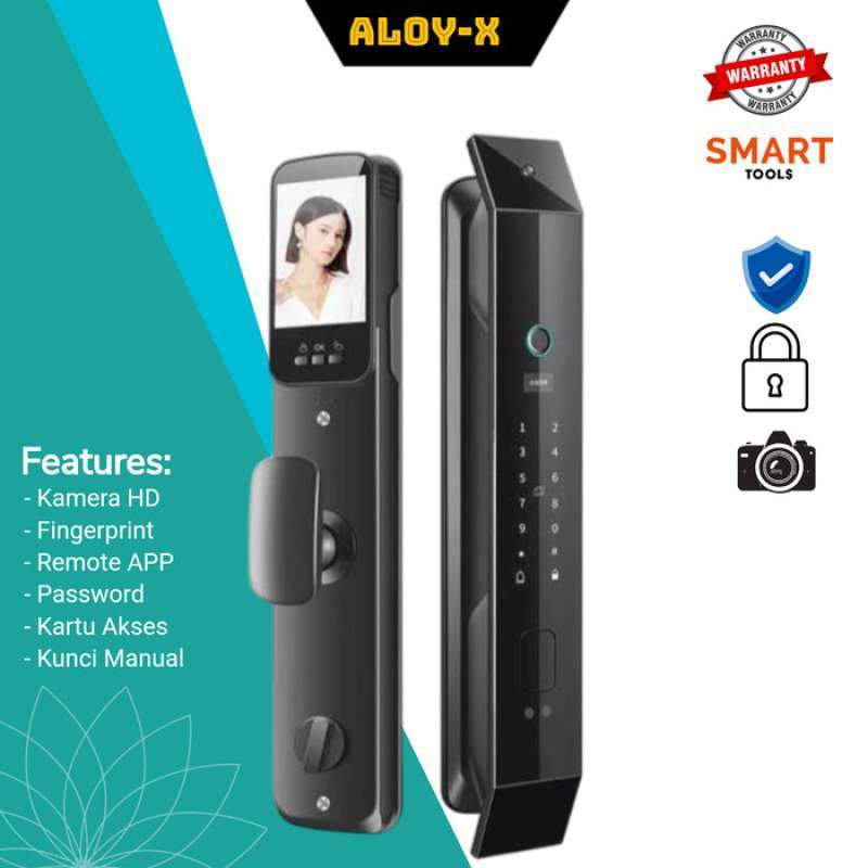 Jual Aloyx Kunci Pintu Rumah Fingerprint Kamera Smart Lock Door Handle ...