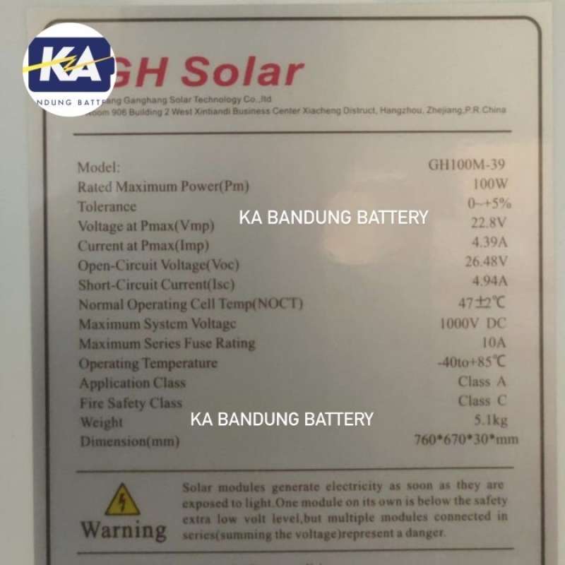 Jual Solar Panel Cell Surya Module Gh 100 Wp 100wp 12v 12 V Mono Murah ...