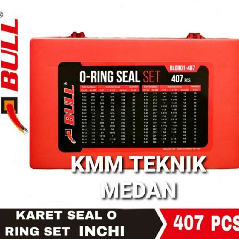 Jual Bull O'ring Seal Set Inch Karet Oring 407 Pcs O Ring Box Merah Di ...