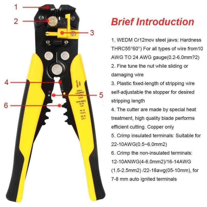 Jual Tang Kabel Automatic Wire Stripper Cutter Crimper Pliers Tk0742 ...