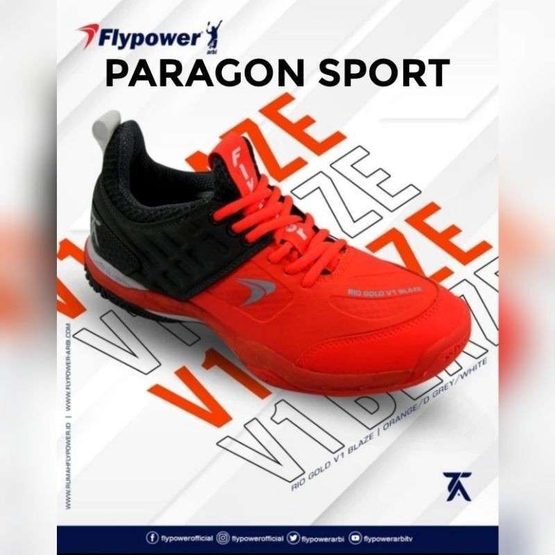 Jual Sepatu Badminton Flypower Rio Gold V1 Blaze - Orange / D Grey /wht ...