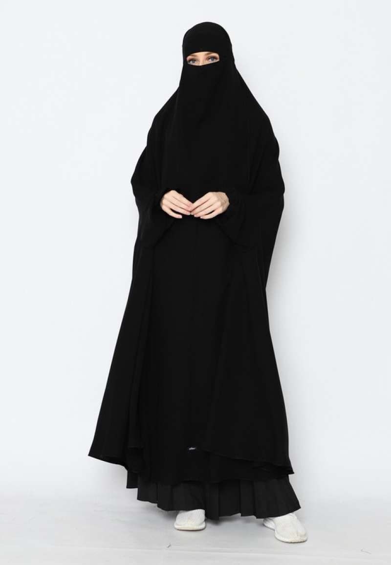 Jual Allev Floor Khimar Free Niqab Bandana - Hitam Jetblack - L Di ...