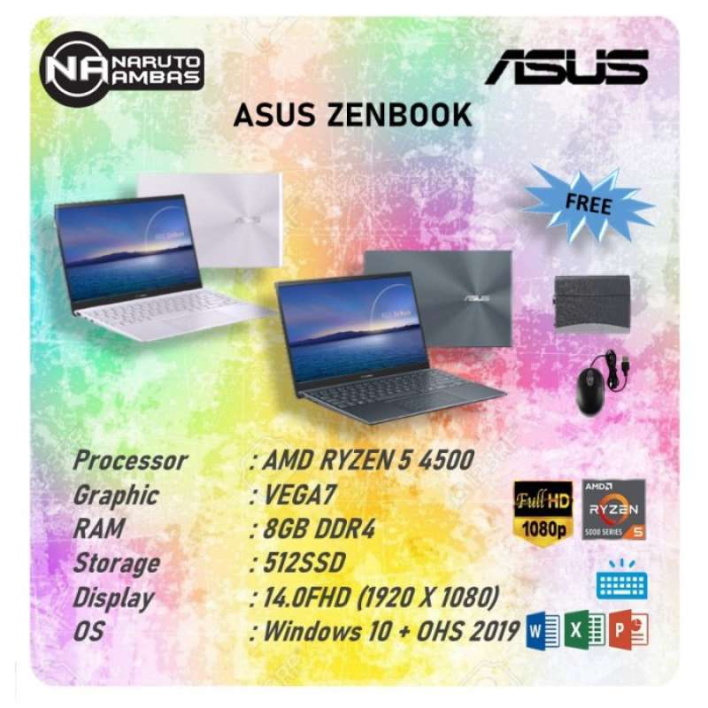 Promo Asus Zenbook Um425ia Am502s Ryzen 5 4500 8gb 512ssd Vega6 Win10 ...