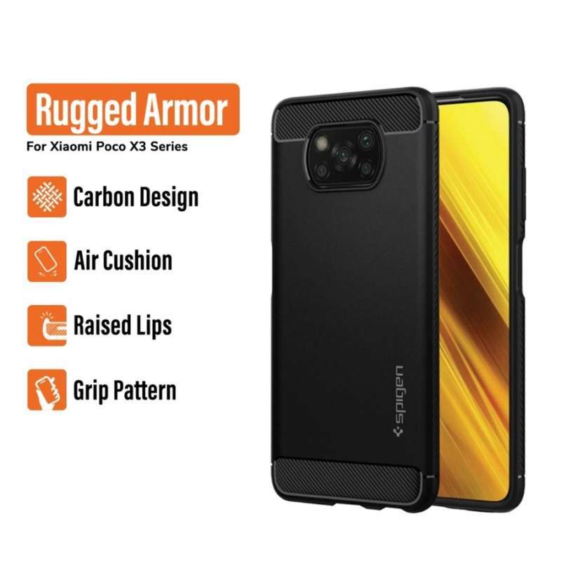 Promo Case Xiaomi Poco X3 Pro/nfc Spigen Rugged Armor Carbon Softcase Casing - Gray Diskon 15% ...
