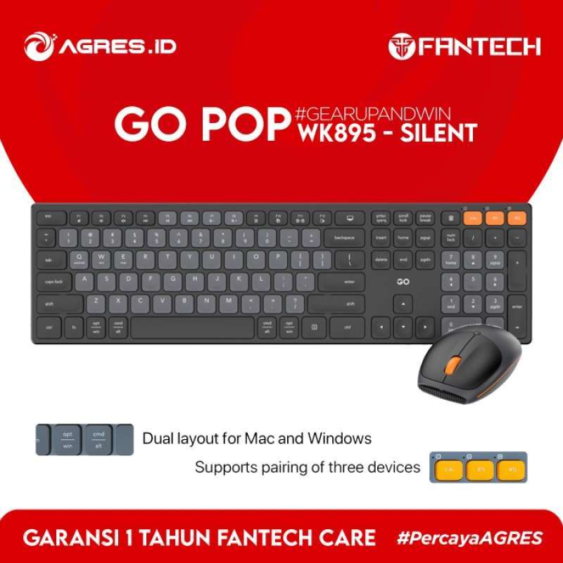 Jual Fantech Go Pop Wk895 | 2 In 1 Portable Office Wireless Combo Wireless - Grey Di Seller Jete ...