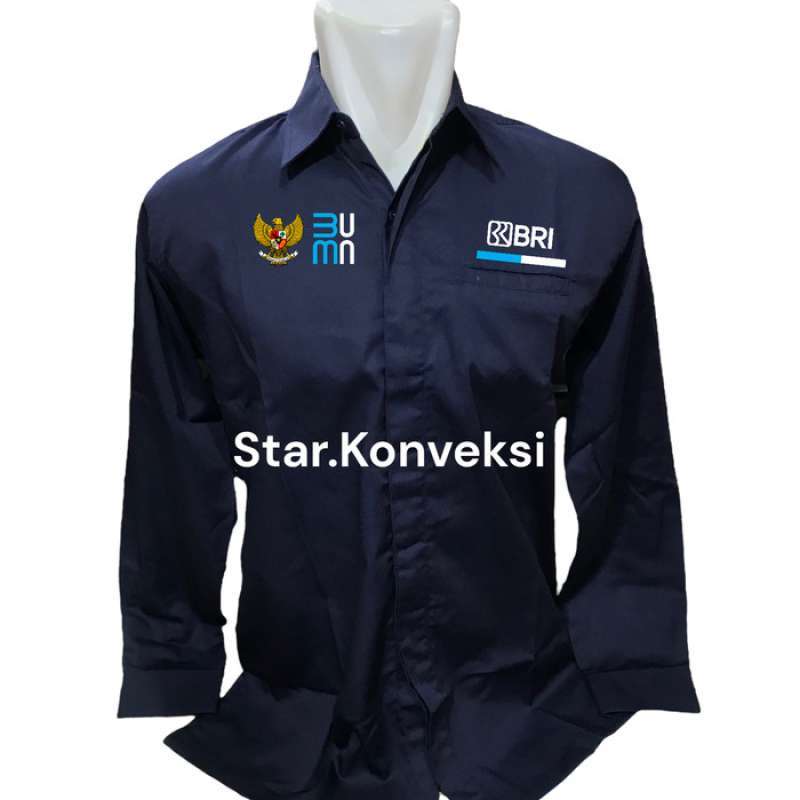 Jual Seragam Kemeja Kantor Bumn Bank Bri Bumn Biru Dongker Navy Putih ...