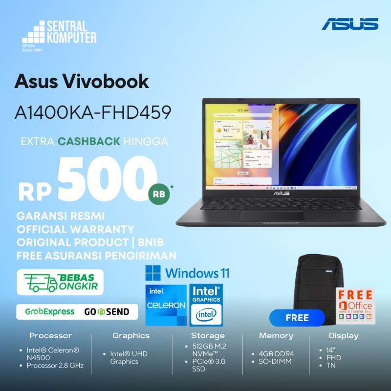 Jual Asus Vivobook 14 A1400ka-fhd459 Intel Celeron N4500 14.0-inch Ram ...