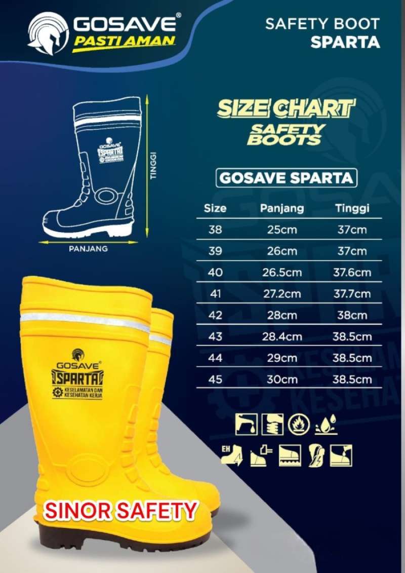 Jual Sepatu Boot Rubber Safety Gosave Sparta Karet Ujung Besi Steel Toe ...
