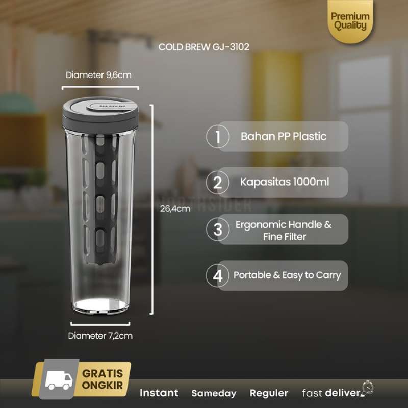 Jual Cold Brew Coffee Tea Maker Infuser 1000ml - Alat Kopi Teh Gj3102 ...