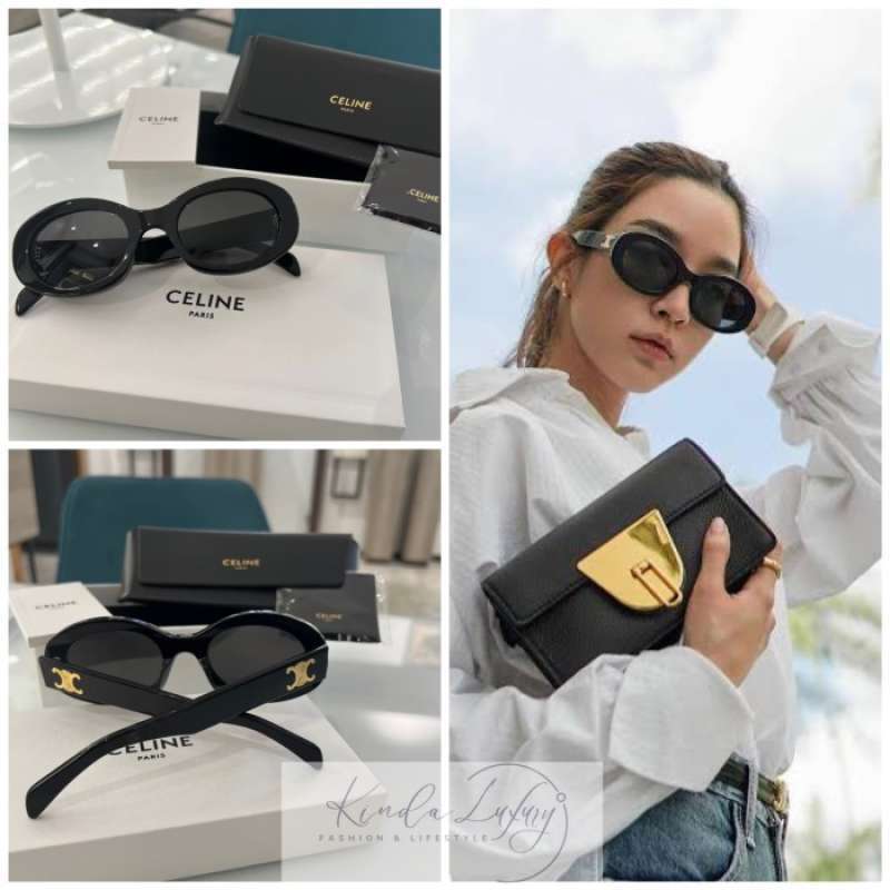 Jual Celine Triomphe 01 Oval Sunglasses Original Authentic - Black Di ...