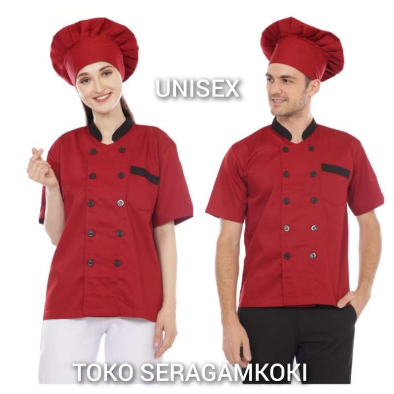 Jual Baju Chef Seragam Chef Kombinasi Lengan Pendek - S Abu-abu Di ...