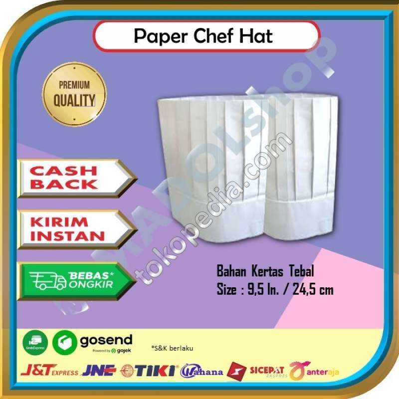 Jual Topi Koki Chef Kertas Model Klasik Uk 24.5 Cm Isi 10 Pcs Di Seller ...