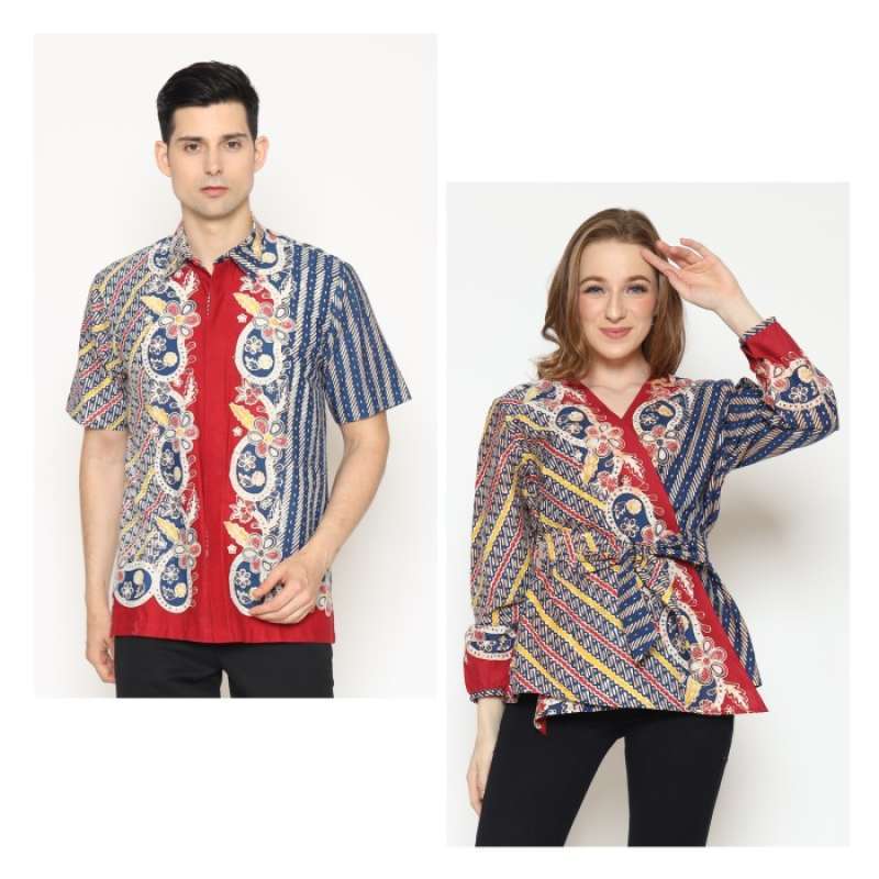 Jual Larisgaleri Couple Kemeja Dan Blouse Batik Tulis Kombinasi Cap ...