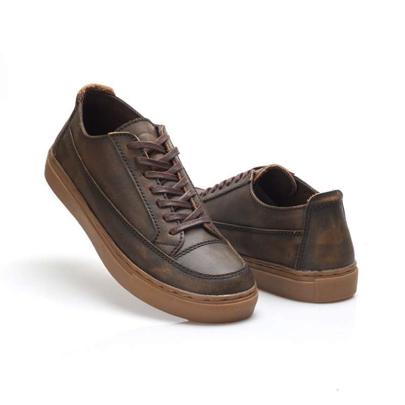 Promo Mivaso - Olaf Camel Sepatu Sneakers Pria Casual Santai Formal Kerja Kantor Kets Kulit Asli ...