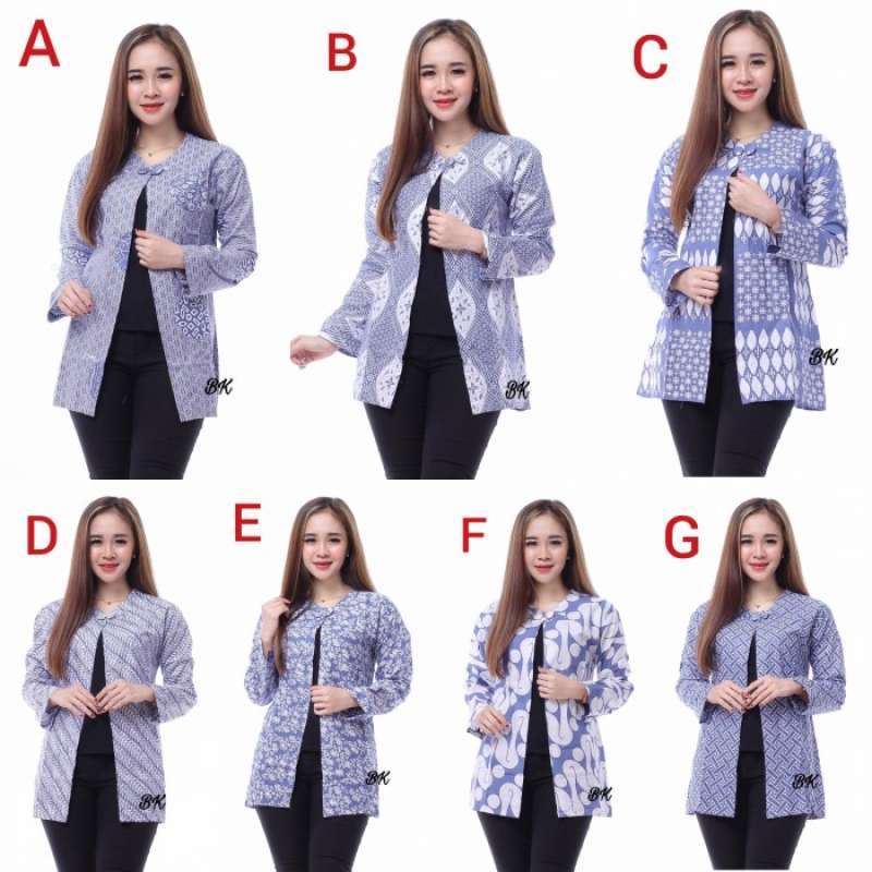 Jual Bolero Outer Batik Wanita Modern Baju Kerja Kantor Wanita Biru Putih Di Seller Zati Shop ...