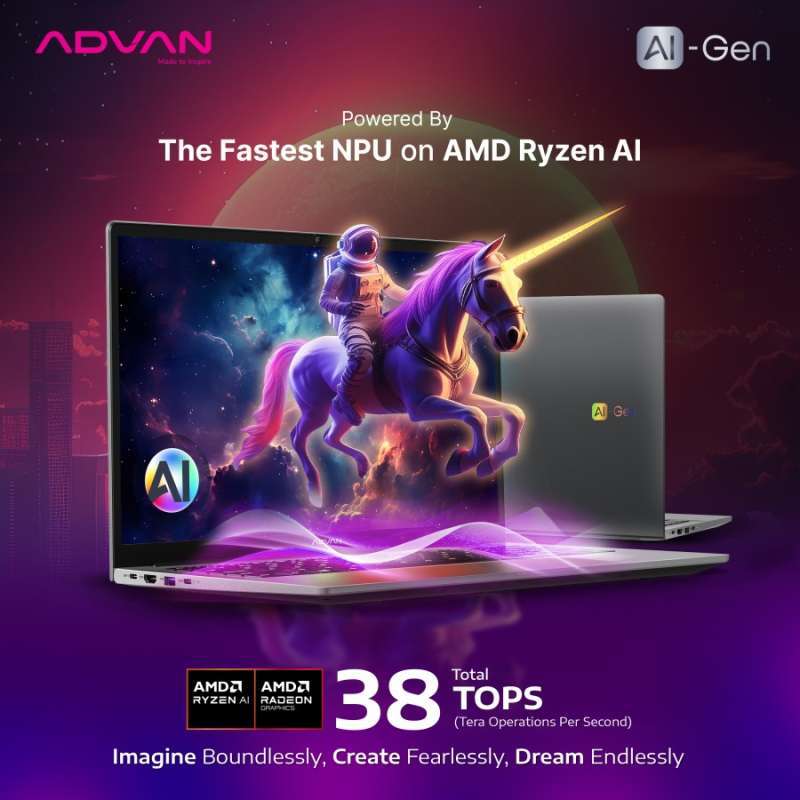 Promo Advan Laptop Ai Gen Ryzen 7 8845hs/ Amd Ryzen Ai Ips 100% Srgb ...