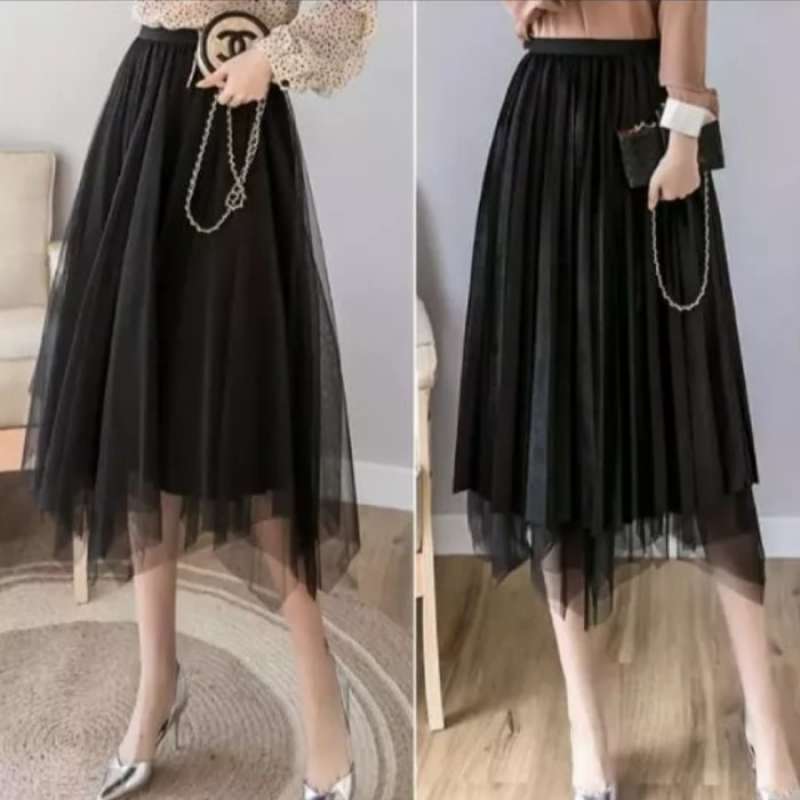 Jual Rok Tutu Two Way Maxi Skirt Velvet Plisket Fit To Xl Bawahan ...