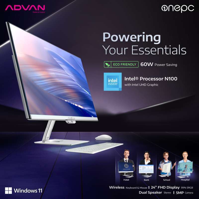 Promo Advan All In One Pc Aio Onepc Intel N100 4gb/128gb Windows 11 Original Diskon 50% Di ...