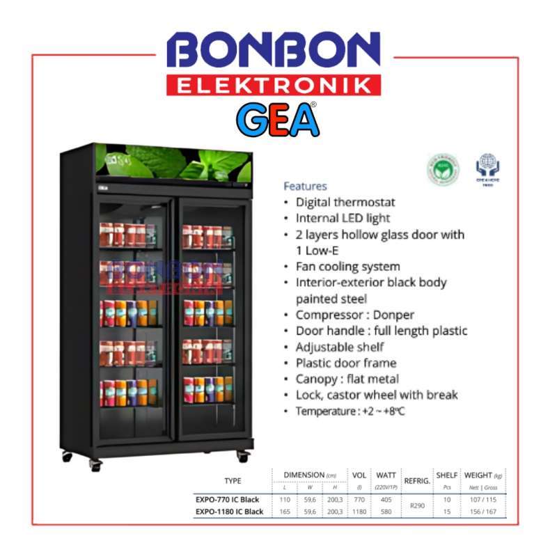 Jual Gea Showcase Display Cooler 770 Liter Expo-770 Ic Black / Expo 770 ...