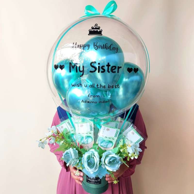 Promo Buket Bouquet Balon Uang /kosongan (uang Tf Atau Kosongan) Diskon ...