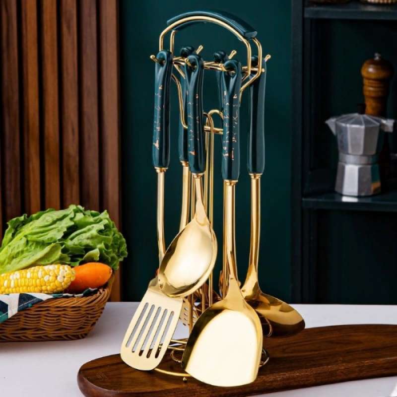 Promo Spatula Masak Gold Jade Set 7 In 1 Emas Elegant Mewah / Kitchen ...