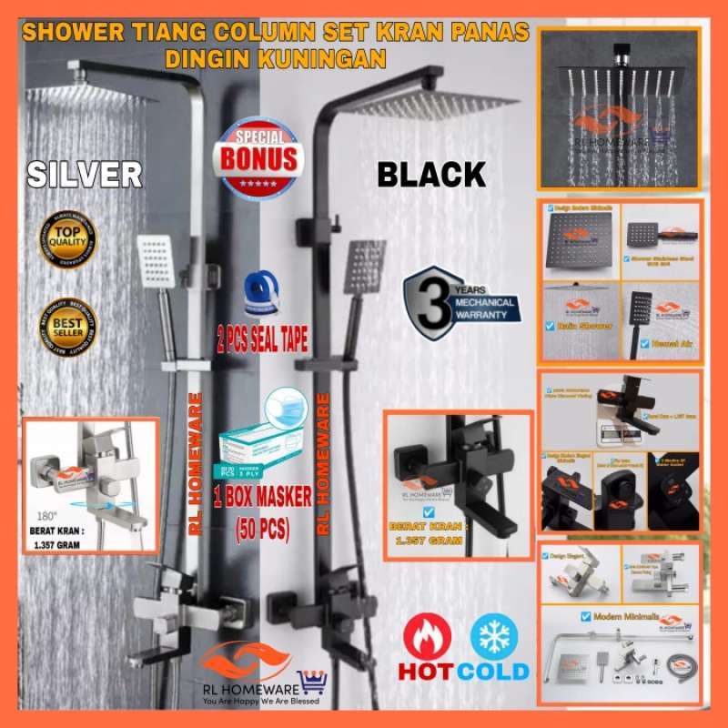 Promo Shower Tiang Column Set Kran Air Panas Dingin Keran Mixer Kuningan Diskon 23% Di Seller ...