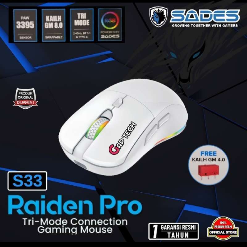 Jual Sades Raiden Pro S33 / S33 Raiden Pro / S 33 Wireless Modular Dual Mode Gaming Mouse ...