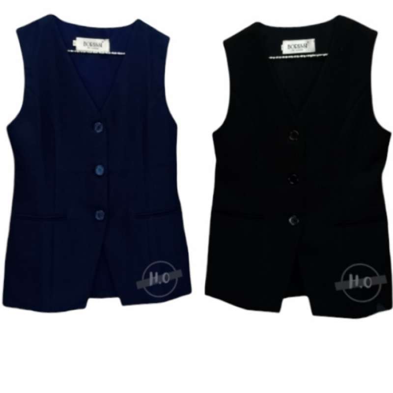 Jual Rompi Vest Hitam Polos Formal Kerja Kantor Wanita Premium High ...