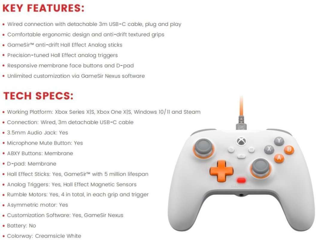 Promo Gamesir T7 Wired Gamepad Controller Hall Effect Stick Triggers For Xbox Series X / S / One ...