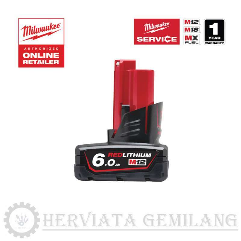 Promo Milwaukee M12 B6 Redlithium Battery 6.0 Ah / 12v Lithium-ion ...