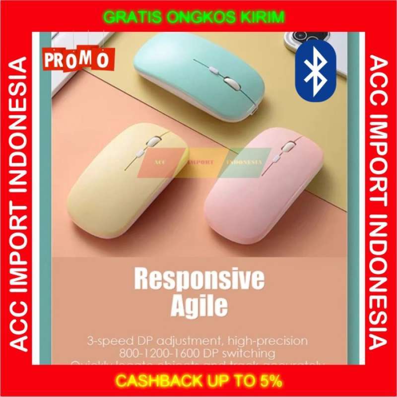 Promo Mouse Bluetooth Wireless Pink Lucu Rechargeable Silent Tablet Diskon 23% Di Seller Lepimu ...