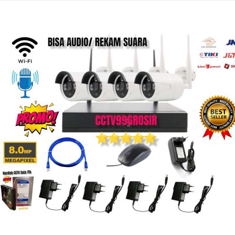 Promo Paket Nvr Kit 8mp Full Hd Outdoor Nirkabel Wireless 4 Camera 4 ...