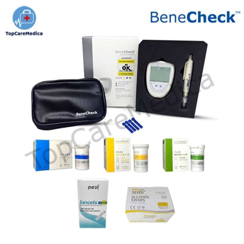 Promo Paket Lengkap Benecheck Plus 3 In 1 + Strip + Lancet + Alcohol ...