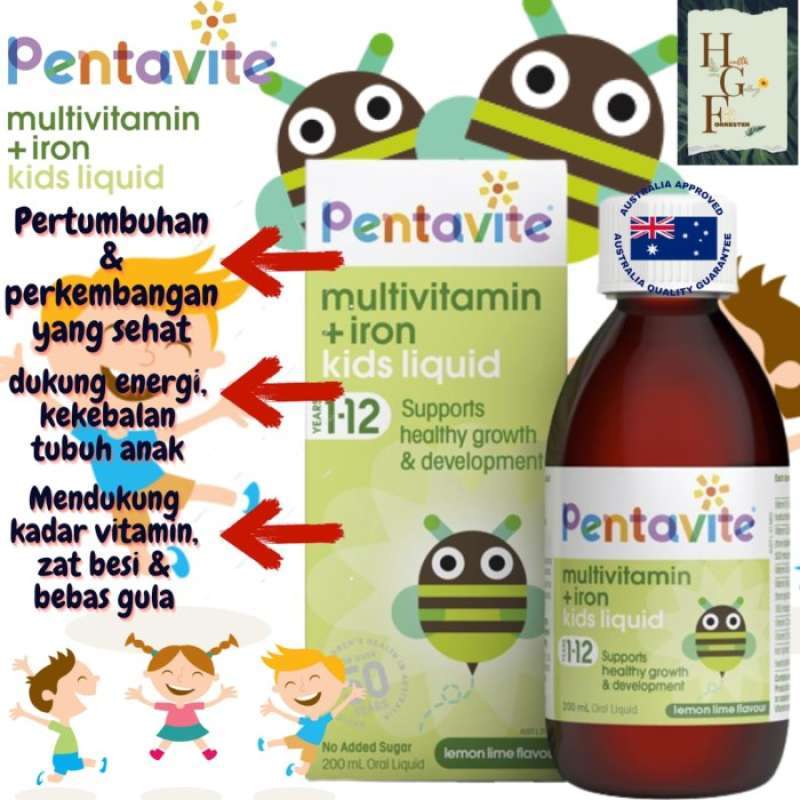 Promo Pentavite Multivitamin + Iron Kids Liquid 200ml Australia Diskon ...