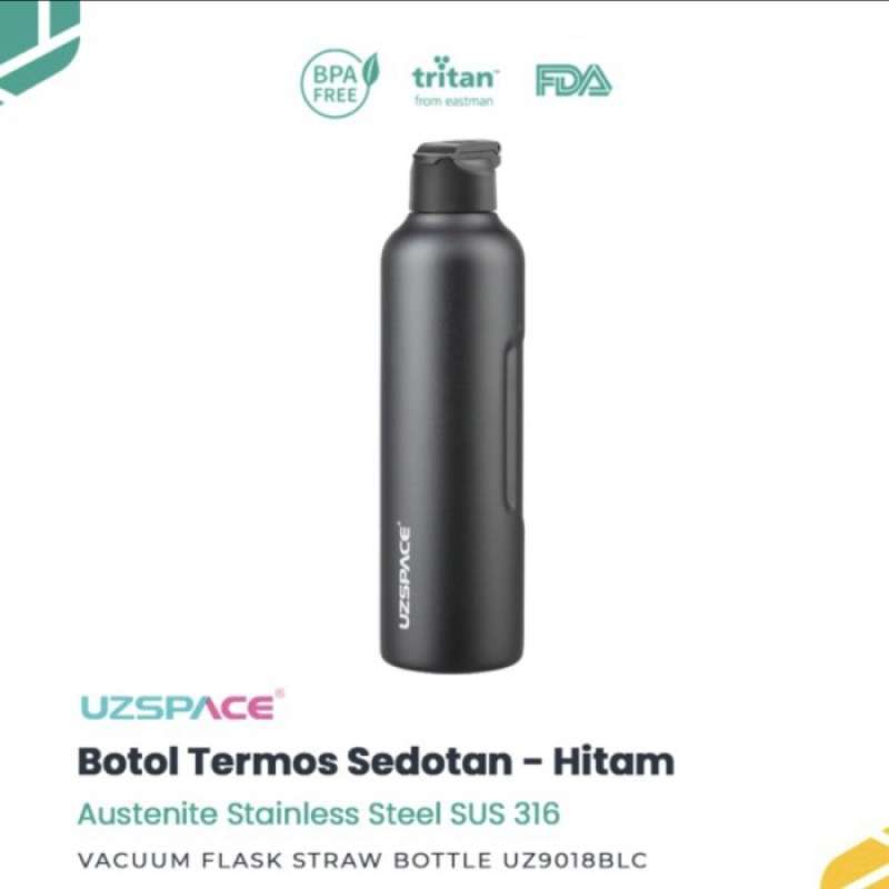 Promo Promo Uzspace 9018 Botol Tumbler Themos Sedotan 1 Liter Stainless Sus 316 Baru - Hitam 1l ...
