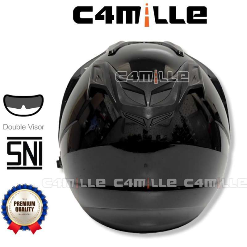 Promo Helm Duke Solid Black Gloss Double Visor Half Face Murah Sni ...