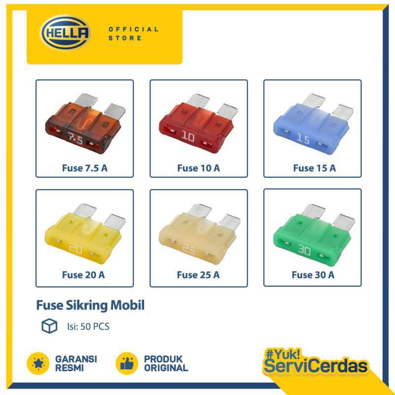 Promo Sikring Mobil Motor Hella 7.5a 10a 15a 20a 25a 30a ( Isi 50pcs ...