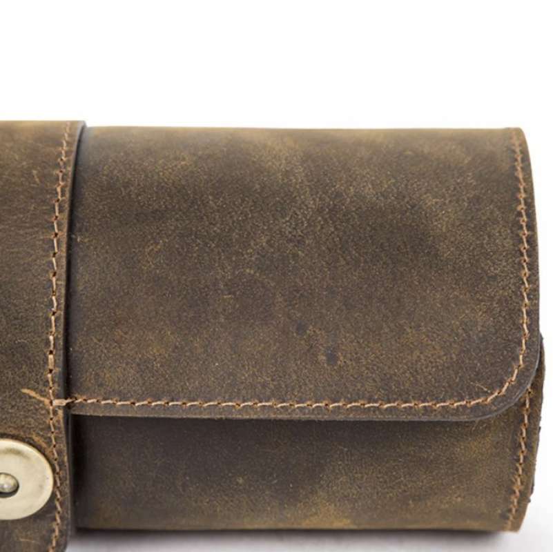 Jual Leather Pouch Travel Luxury Watch-kotak Bulat Gulung Kulit Jam ...