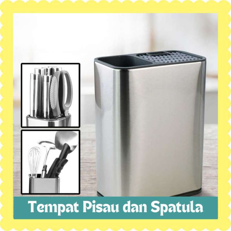 Promo Rak Sendok Tempat Pisau Dapur 2in1 Stainless Steel 2 Slot Diskon ...