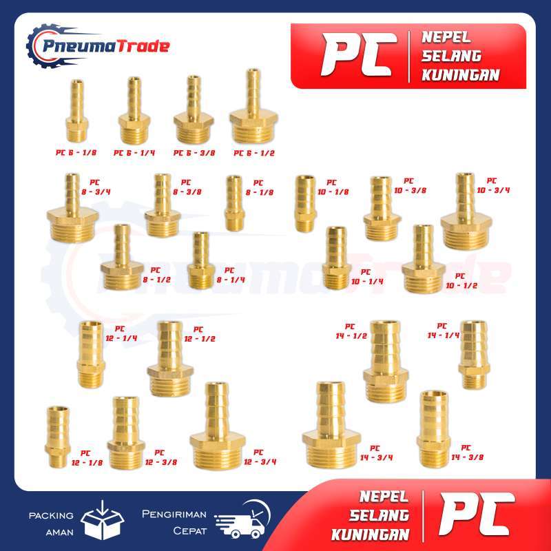 Jual Hose Nepel / Nepel Selang Kuningan Drat Male Pc - Pc 8-1/8 Di ...