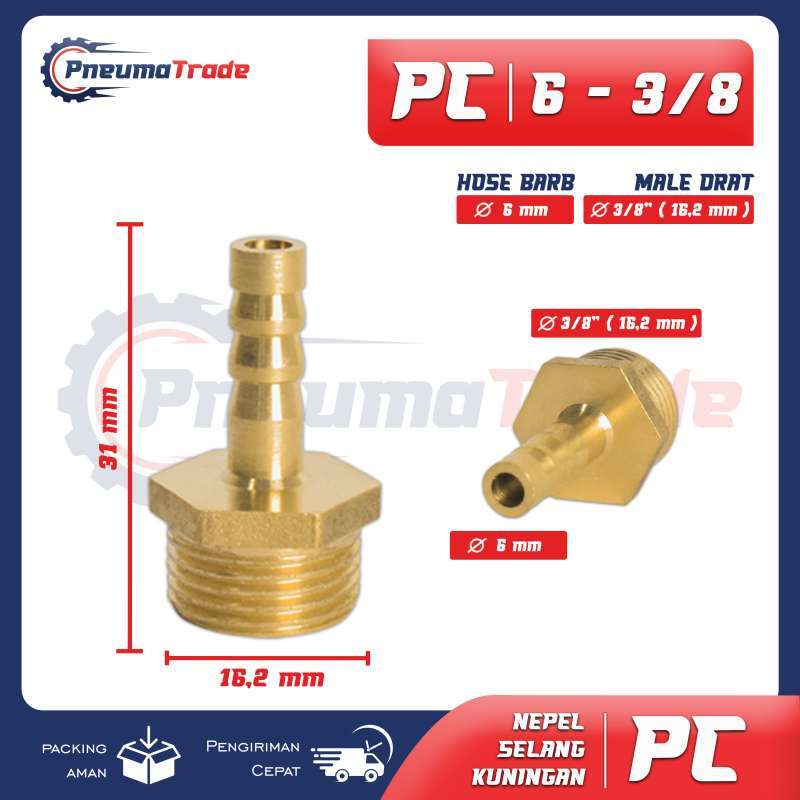 Promo Hose Nepel / Nepel Selang Kuningan Drat Male Pc - Pc 14 - 3/8 ...