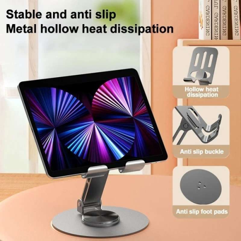 Jual Desktop Stand Lipat Putar 360 Metal Holder Stand Besi Tablet ...
