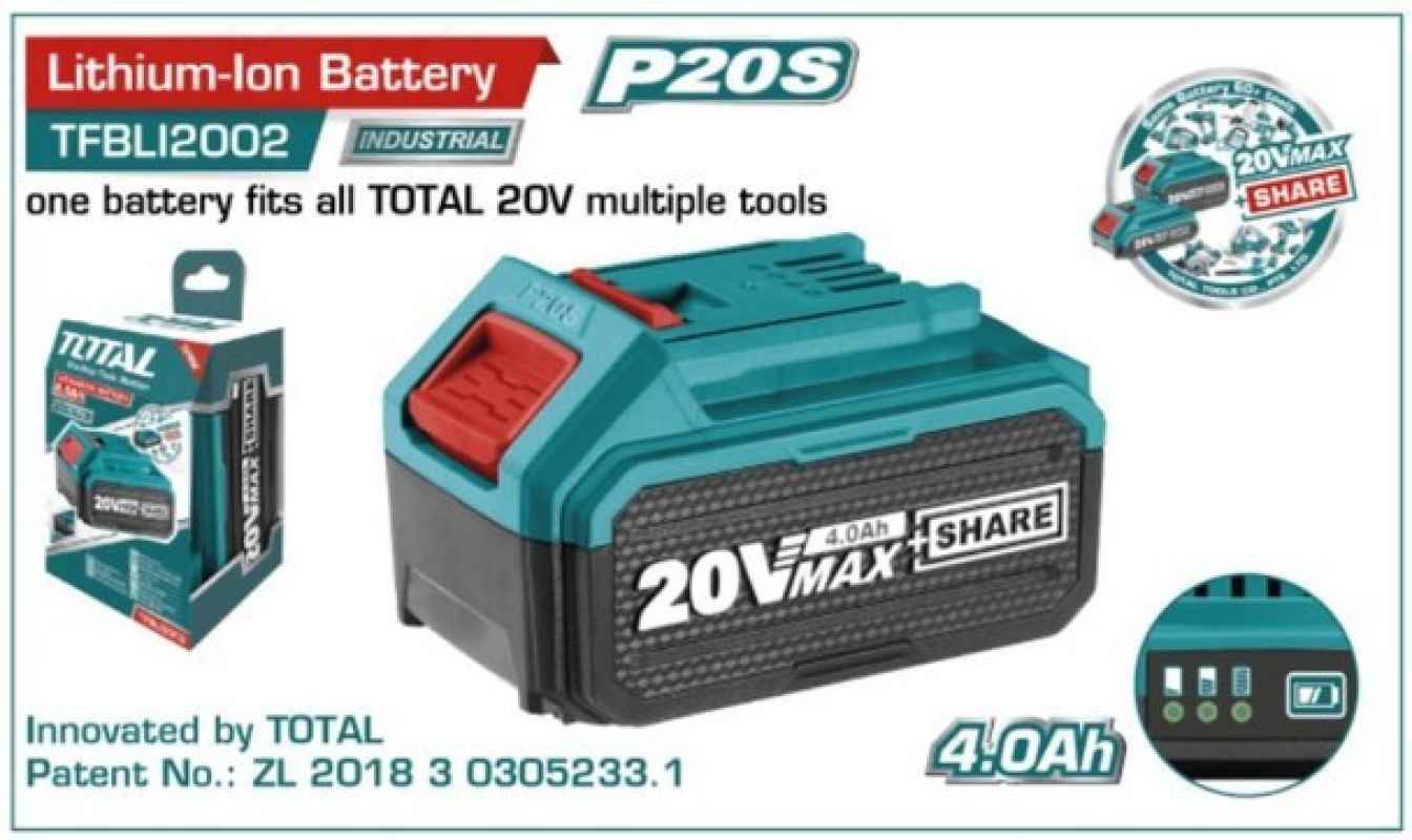 Jual Total Cordless 20v Lithium-ion Battery Pack 4.0ah Di Seller ...