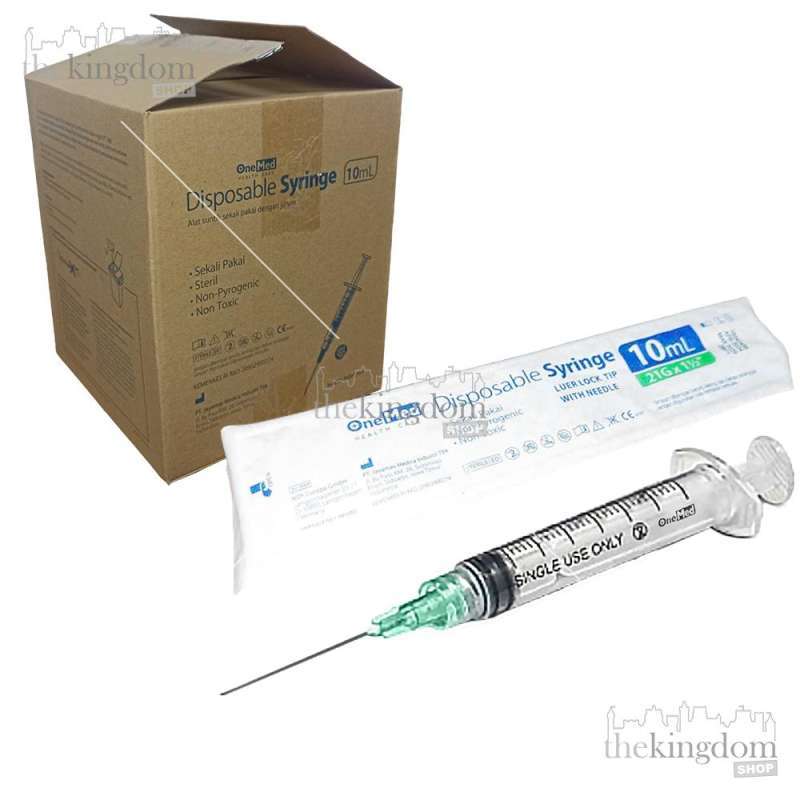 Jual Onemed Disposable Syringe 10ml 10cc 21g /100 Box Spuit Sterile ...
