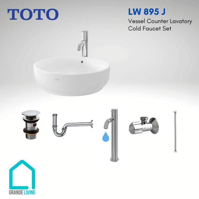 Promo Toto Wastafel Keramik Meja Lw895j Set Kran Dingin Tx123lesn ...