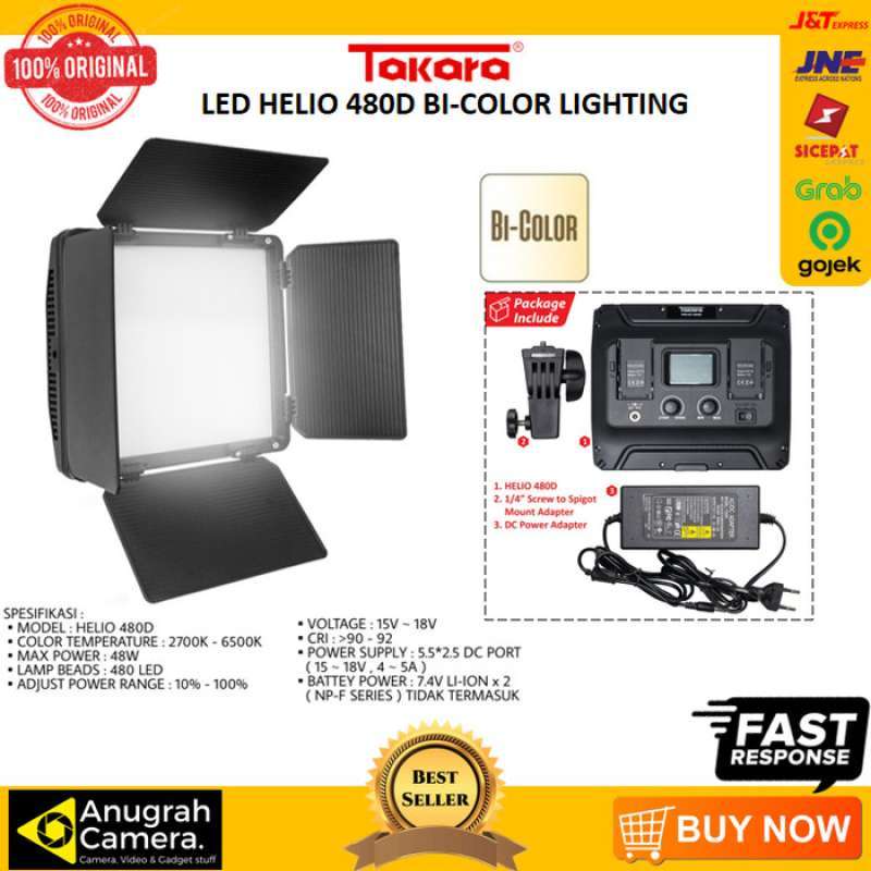 Jual Takara Helio 480d Bi-color Led Lighting Studio Video Light 48w Di ...