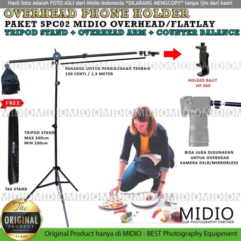 Jual Midio Overhead Arm Plus Tripod Stand Spc02 Plus Phone Holder 360 ...